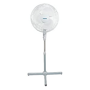 Impress Oscillating Stand Fan | 16-inch | Carry Handle | Quiet | Adjustable Height & Tilt | 3-speed (White)