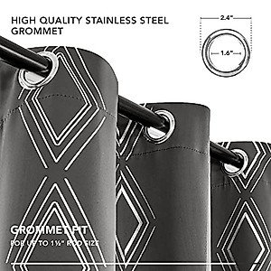 Deconovo Grey Blackout Curtains with Geometric Pattern, Living Room Curtains 72 Inch Length, Soundproof Window Panels for Nursery (Grey, 52W x 72L Inch, 2 Panels)