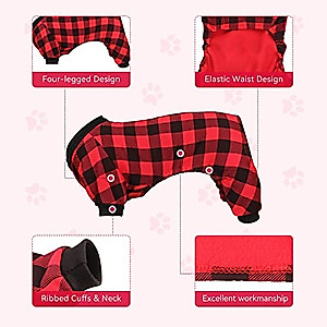 Dog Fleece Sweater Buffalo Plaid Dog Sweater Dog Clothes Dog Outfit Soft Thickening Warm Pet Clothes Sweaters for Dogs Girl & Boy(M)