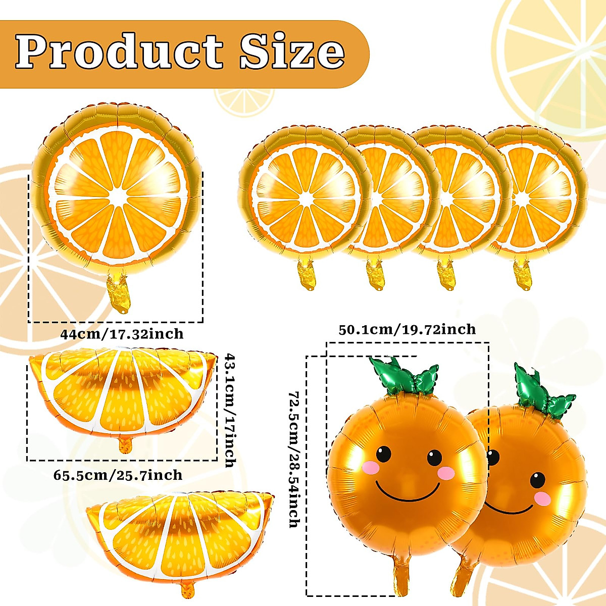 10Pcs Orange Citrus Foil Balloon, Cartoon Fruit Decorations Balloon, Orange Balloons Decorations, Little Cutie Baby Shower Balloons, Foil Balloon Cartoon Fruit Aluminum Foil Balloons Party Decor