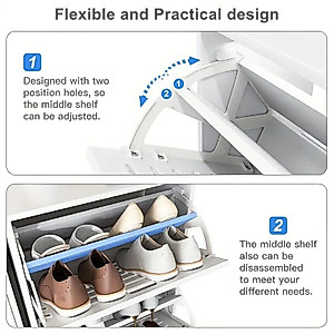 Miscoos Entryway Shoe Storage Cabinet with 3 Flip Drawers, Hidden Narrow Slim Free Standing Shoe Closet Rack Organizer for Hallway Front Porch