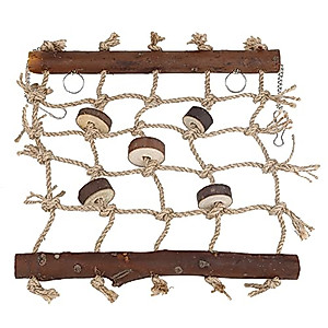 Bird Climbing Net Hemp Rope Bird Climbing Ladder Hanging Cage Chew Toy Play Gym Hanging Swing Net for Parrots, Budgies, Parakeets, Cockatiels, Conures, Macaws, Lovebirds, Finches