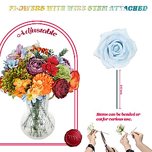YZXZM Artificial Flowers Combo Box, 38PCS Fake Flowers, Silk Flower Mix with Wire Stem, DIY Wedding Bridal Bouquet Shower Party Home Décor (Multi Color)
