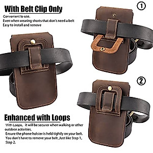 Topstache Leather Phone Holster for Belt,Flip Cell Phone Case with Belt Clip for S22 Ultra,S22 Plus,S22, Pouch for iPhone 14/13 Pro Max, Universal Smartphone Sheath