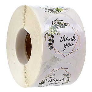 500 Pcs/Roll 1.5inch Thank You Stickers with Flowers Holiday Envelope Adhesive Sticker Craft Stickers Scrapbooking Decorative Sealing Stickers for Christmas Gifts, Wedding, Party