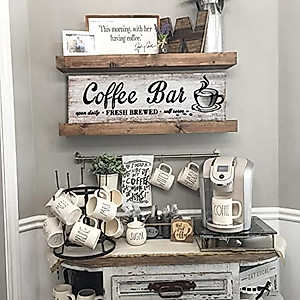 Coffee Bar Signs for Kitchen Retro Coffee Decor for Coffee Bar Open Daily Fresh Brewed Self Serve Rustic Wood Grain Coffee Station Decor Wall Plaques