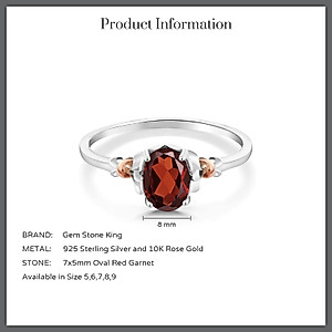 Gem Stone King 925 Silver and 10K Rose Gold Oval Gemstone Birthstone Engagement Ring | Oval 7X5MM | Wedding Engagement Anniversary Solitaire Promise Ring For Women