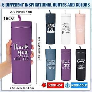 Rtteri 6 Pcs Veterinary Receptionist Week Gifts Nurse Appreciation Gifts Bulk Thank You Tumblers for Women Men 16oz Plastic Skinny Tumblers with Lids for Teacher Coworker Staff(Pastel Colors)