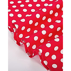 Women's 1950s Retro High Waisted A-Line Midi Skirt Red Polka Dot Weekend Skirt XL
