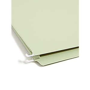 Smead FasTab Hanging Pocket with Full-Height Gusset, 3-1/2" Expansion, 1/3-Cut Built-in Tab, Letter Size, Moss, 9 per Box (64222)