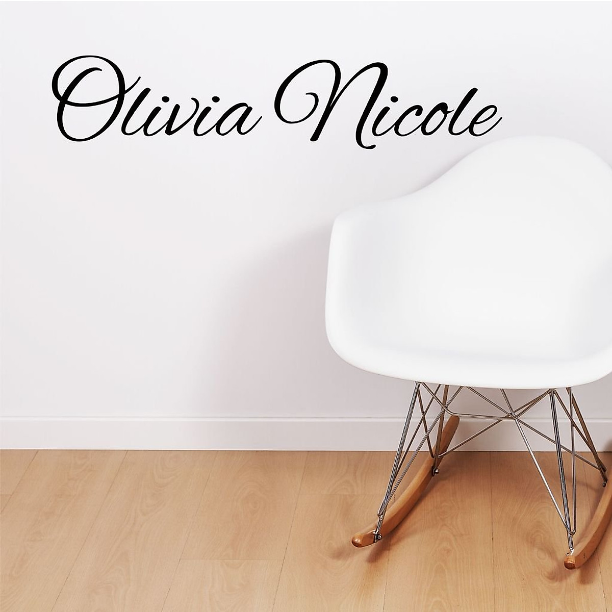 Fancy Cursive Single Personalized Custom Name Vinyl Wall Art Decal Sticker 36" W, Girl Name Decal, Girls Name, Nursery Name, Girls Name Decor, Girls Bedroom Decor, PLUS FREE 12" WHITE HELLO DOOR DECAL