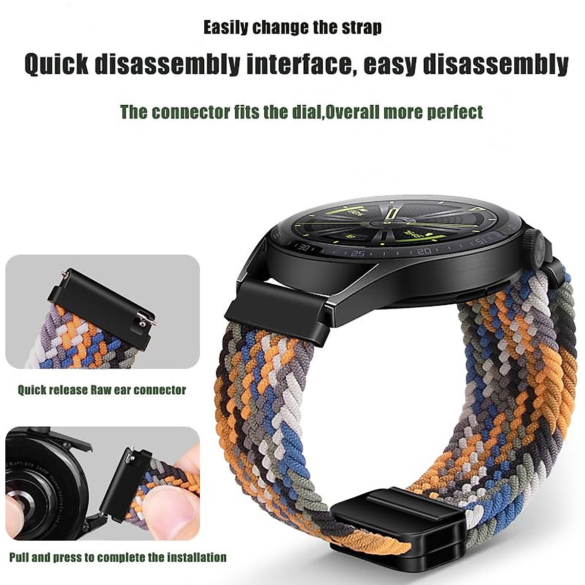 Nylon Magnetic Bands Compatible with Samsung Galaxy Watch 6/5/4/3 Pro/Classic/Sport/Gear S3/S2 Frontier/Active, 20mm & 22mm Watch Strap for Samsung Watch 47mm 46mm 45mm 44mm 43mm 42mm 41mm 40mm