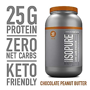 Isopure Low Carb, Vitamin C and Zinc for Immune Support, 25g Protein, Keto Friendly Protein Powder, 100% Whey Protein Isolate, Flavor: Chocolate Peanut Butter, 3 Pounds (Packaging May Vary)