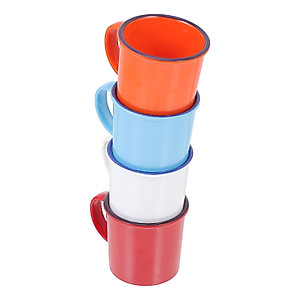 YARDWE Tea Coffee Mug Cup Set: 4Pcs Melamine Faux Enamel Mugs Drinking Cups for Hot Chocolate Tea Travel Camping Outdoor Indoor Home Use