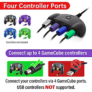 Nyko Retro Controller Hub Plus - Gamecube Controller Adapter for Nintendo Switch, Connect up to 4 Controllers with Turbo and Home Button, Compatible with Super Smash Bros