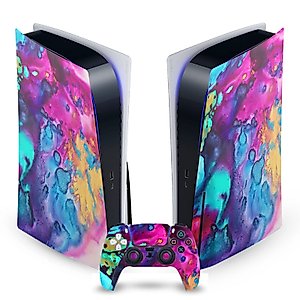 Head Case Designs Officially Licensed Mai Autumn Turquoise Wine Art Mix Matte Vinyl Faceplate Sticker Gaming Skin Case Cover Compatible with Sony Playstation 5 PS5 Disc Console & DualSense Controller