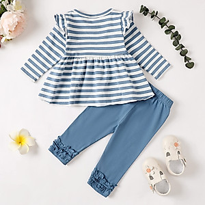 Baby Girl Clothes Toddler Girl Cute Outfits Long Sleeve Ruffle Shirt Solid Pants Little Baby Girl Fall Winter Clothes 12-18 Months