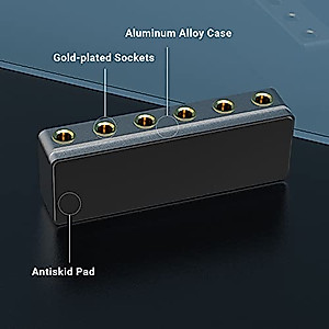 Cubilux 5-Way Quarter Inch Signal Splitter, Passive 1/4” Audio Splitter, 6.35mm Multiport Aux Splitter Box for Instruments, Bass Guitar, Keyboard, Headphones, Studio Monitor, Speaker, Amplifier