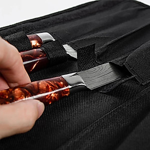 Gazechimp Foldable Chef Roll Bag Black Waterproof 5 Pockets Cutlery Carrier for BBQ