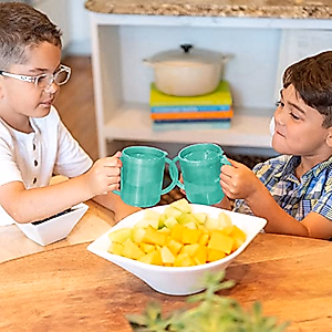 TalkTools Recessed Lid Cup with Handles - 2 Lids - Green | Therapy Cups | Helps Improve Lip Closure and Tongue Retraction | Alternative to Sippy Cup