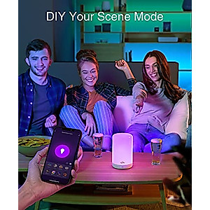 LB3 Smart Lamp, LED Bedside Touch Lamps Compatible with Alexa and Google Home, App Go_sund Control, RGB Color Changing Dimmable & Warm White Night Light for Bedroom, USB Powered