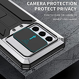 Metal Silicone Compatible with Samsung Galaxy s21 Ultra 6.8 inch Case Camera protection Heavy Duty Protection Doom Glass Cover Cases Shockproof Holder with built in screen protector (Silver)