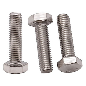1/2-13 x 1 (8 PCS) Stainless Steel Hex Bolts, Hex Head Screws, Full Thread, Coarse Thread, Plain Finish, Machine Thread, Stainless Steel 304 (18-8)