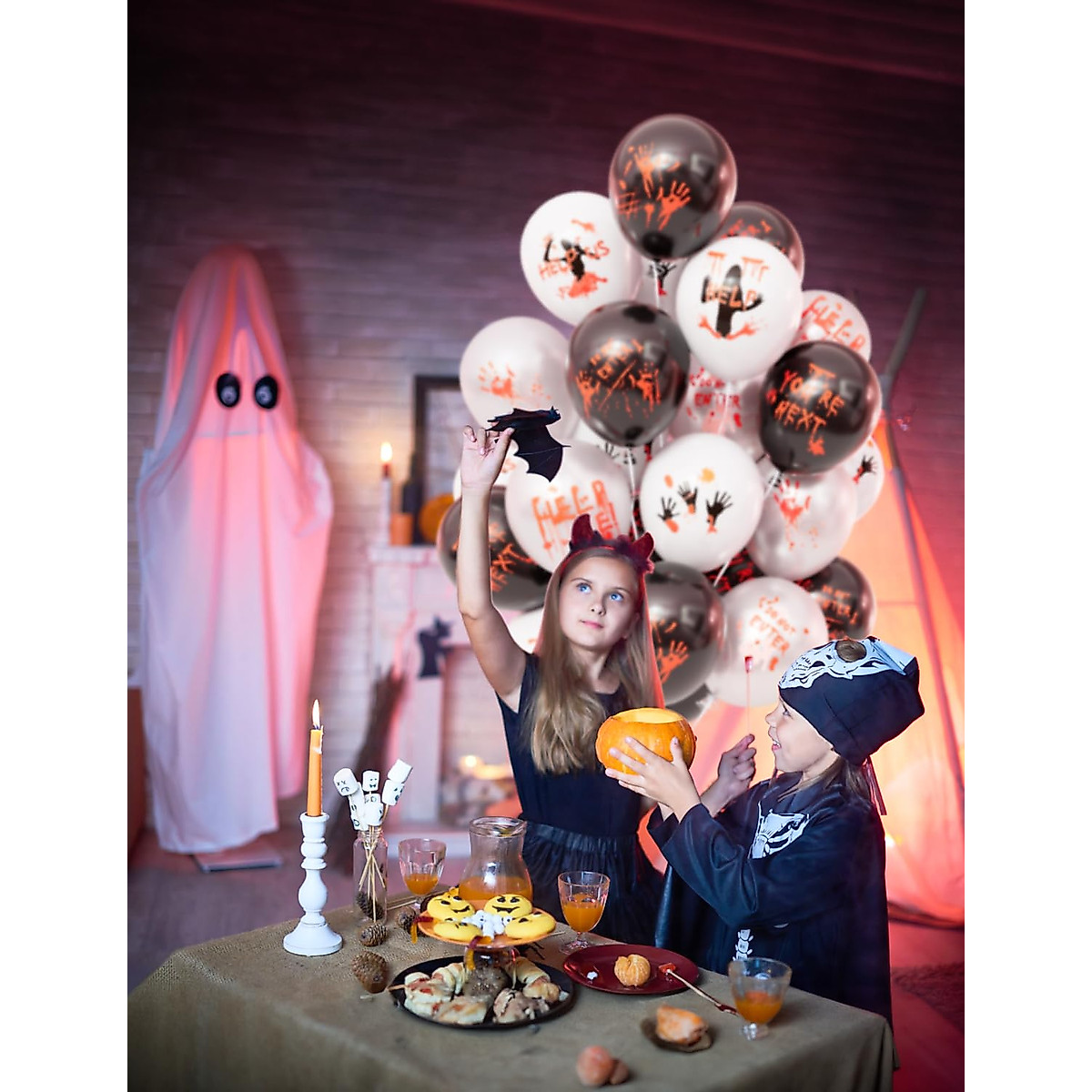 Scary Halloween Balloons,12 Inch Bloody Balloons,Horror Balloons with Blood Handprint,Scary Halloween Decorations for Zombie Vampire,Haunted House, Horror Party Supplies (Scared Style)