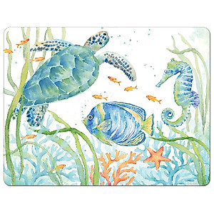 Cut N' Funnel Sea Life Serenade Designer Flexible Plastic Cutting Board Mat, 15" x 11.5", Made in the USA, Decorative, Flexible, Easy to Clean
