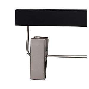 NAHANCO 21214RC 14” Wooden Pant Skirt Hanger with Chrome Hook and Clips , Black (Pack of 100)
