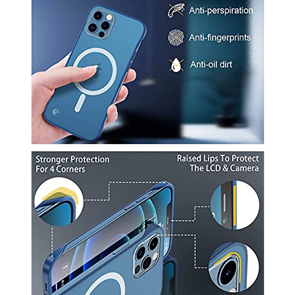 COMBOMTEK Slim Case for iPhone 12 Pro Max Compatible with Magsafe, Ultra Thin Frameless Case with Mag Safe Qi Wireless Charging