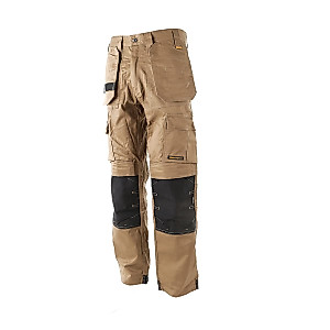 DEWALT Protradesman Men's Loose Fit, Holster Pocket, Cottonpoly Stretch Work Pants Tan W36/L33