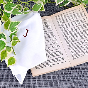 Monogrammed Handkerchiefs for Men - Soft Hankies for Men + Great Monogrammed Gifts - Intial J