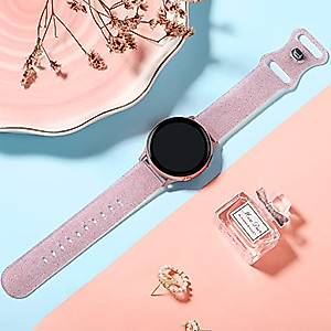 GEAK Silicone Watch Band for Samsung Galaxy Watch 4, 40mm-44mm, Shiny Glitter, Replacement Bands, Women's Pink