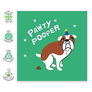 CENTRAL 23 Funny Greeting Cards For Fur Mom Dog Dad - Pawty Pooper - Bulldog Birthday Cards For Men Women - Dog Puns - Gifts For Him Her - Comes With Fun Stickers