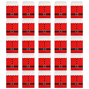 LUOZZY 50pcs Christmas Gift Bags Santa Claus Suit Christmas Kraft Paper Wrapping Bags Xmas Treat Candy Bags Xmas Holiday Birthday Party Gift Supplies Favor