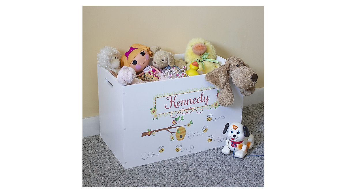 Personalized Jungle Animals Toy Box for Kids - Custom Wooden Storage