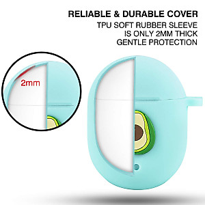 Newseego for Google Pixel Buds 2(2020) Case, Cute 3D Funny Protective Cover Soft Silicone Cartoon Shockproof Case for Google Buds 2 with Keychain Fashion Design Support Wireless Charging-Avocado