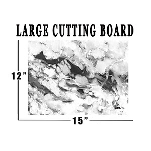 White Black Smoke Pattern Textured Marble Art Kitchen Glass Cutting Board Modern Decorative Gift Abstract Wavy Contrast Design