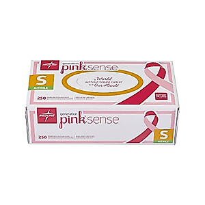 Medline Generation Pink Sense Exam Gloves, Powder-Free Nitrile, Small, Box of 250