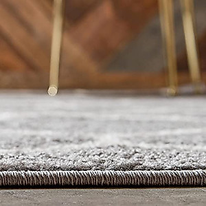 Unique Loom Trellis Frieze Collection Area Rug - Rounded (4' 1" x 6' 1", Light Gray/ Ivory)