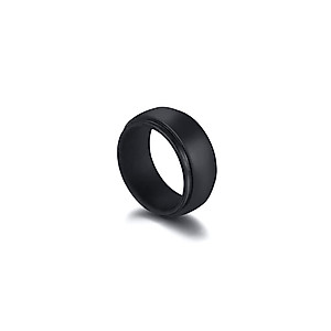 YUNGELX Customize Best Friend Ring for 2 Silicone Sun Moon Couple Ring 8MM Black + Rose Pink Breathable Silicone Rubber Step Edge Dome Comfort Fit Wedding Band Promise Engagement Rings Set