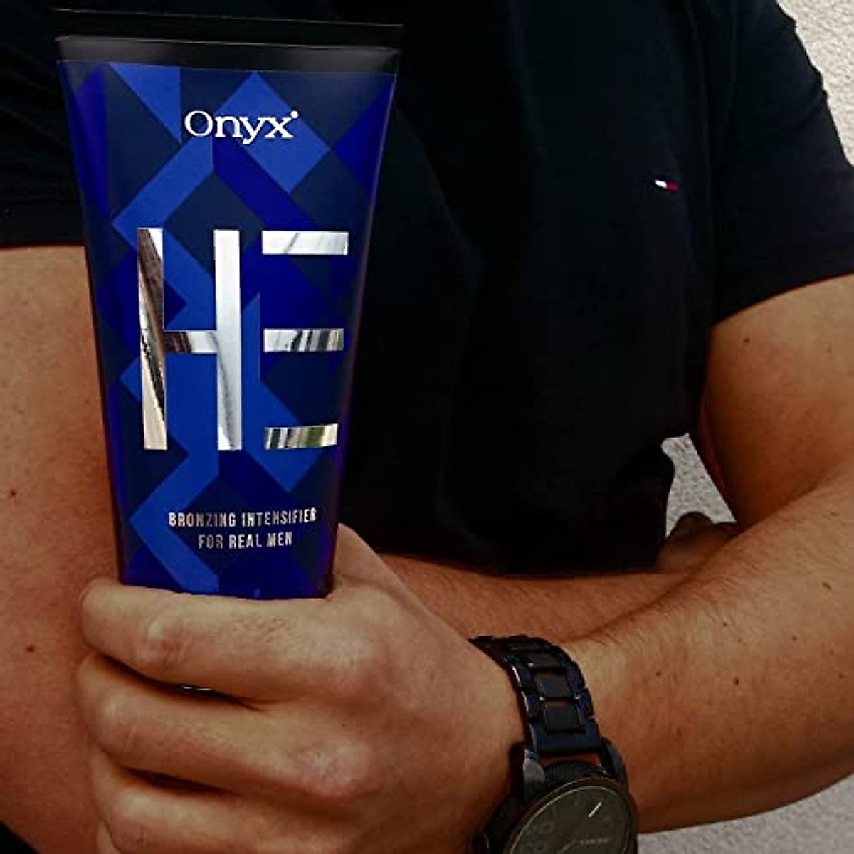 Onyx HE Tanning Bed Lotion for Men - Indoor Tanning Lotion Accelerator & Bronzer, Quick & Dark Tan, Men's Tanning Lotion with Skin Firming, Muscle Bronzing Complex & Moisturizing Formula