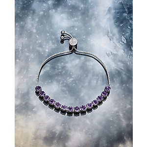 INSPIRED VOICES Easy Slider Adjustable Bracelets - Lariat Tennis Bracelets for Women, Rhinestone Bracelets for Women - Blue Bracelet, Pink Bracelet, Purple Bracelet & More (June - Lavender)