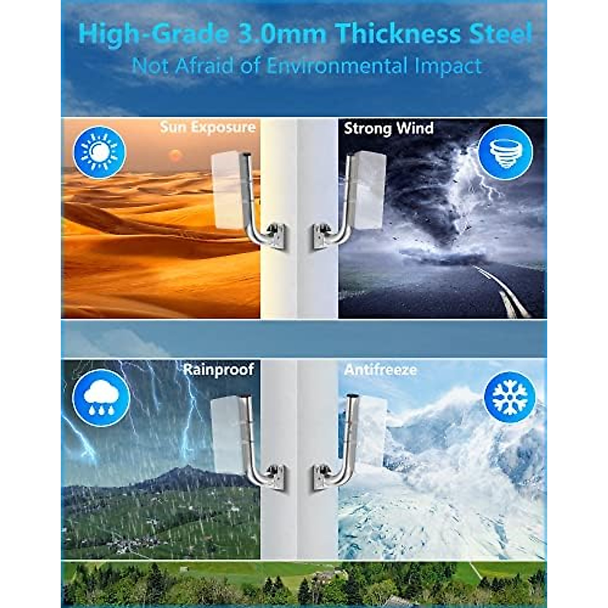 Universal Adjustable TV Antenna Mount 14" Inch Weather Proof J Pole, Wireless Bridge Bracket Mount for Outdoor Point to Point AP Access Point Client Bridge CPE, Antenna Mounting Pole, 1-Pack