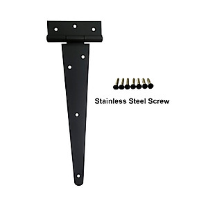 QCAA Extra Heavy Duty Tee Hinge, 14" X5" x3.0mm, Steel, Elegant Sanded Matte Black, 6 Pack