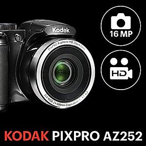 Kodak PIXPRO AZ252 Point & Shoot Digital Camera with 3” LCD, Black