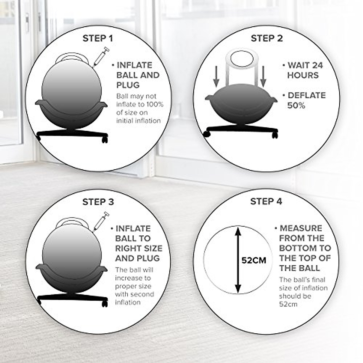 Gaiam Ultimate Balance Ball Chair with Swivel Base - Premium Exercise Stability Yoga Ball Ergonomic Chair for Home and Office Desk - Air Pump, Exercise Guide