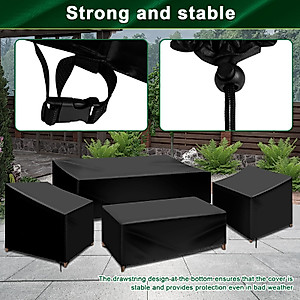 FALESOUL Patio Furniture Covers, 4 Piece Heavy Duty Waterproof Outdoor Furniture Cover, Windproof Patio Cover for Rattan Wicker Conversation Set, Lawn Patio Set Covers Black