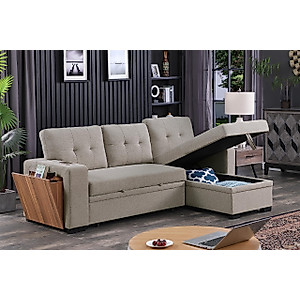 Devion Furniture Alexis Sofabed, 92" W x 53" D x 35H, Light Gray